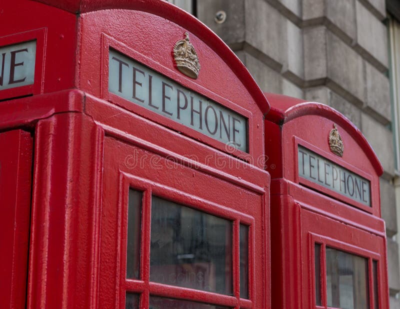 Two Red Telephone Booths stock photo. Image of london - 34713088