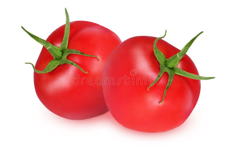 Two Red Tomatoes on an Isolated White Background. Stock Photo - Image ...