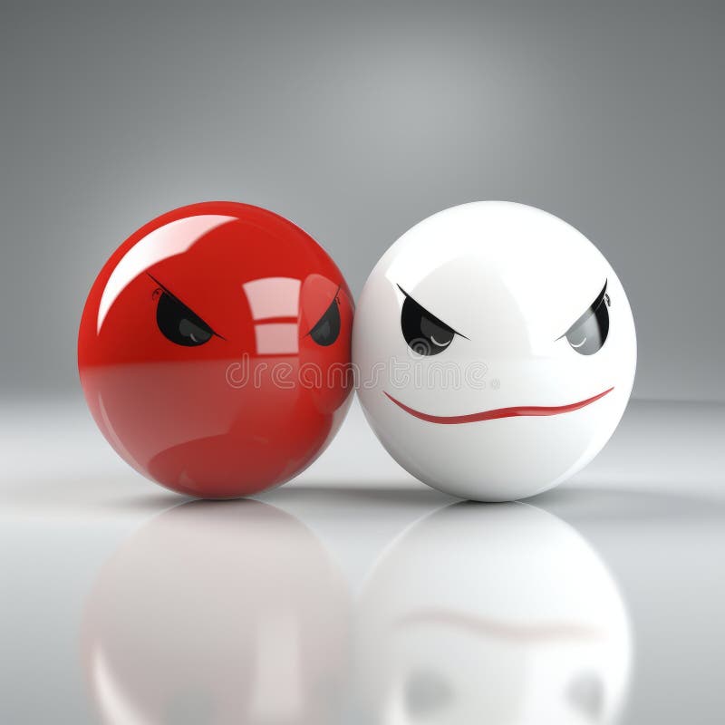 Two Red and White Balls with Angry Faces Stock Illustration ...