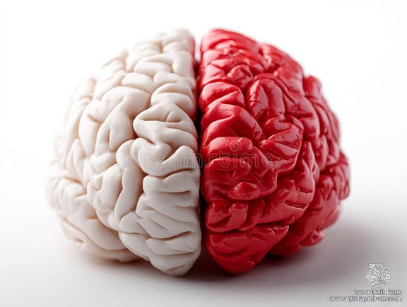 Two Red and White Brains Side by Side on a White Surface Stock Photo ...