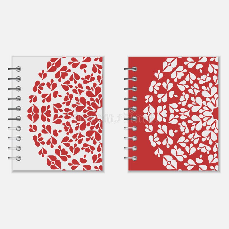 Two Red and White Notebook Covers Design Stock Vector - Illustration of ...