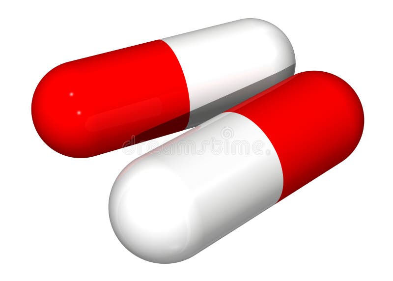 Two red and white pills stock illustration. Illustration of tablet ...