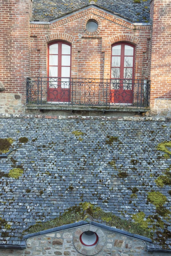 Two Red Windows and Balcony Stock Photo - Image of abbey, landmark ...