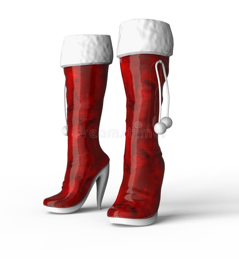 Two Red Womens Boots Isolated on White Stock Illustration ...