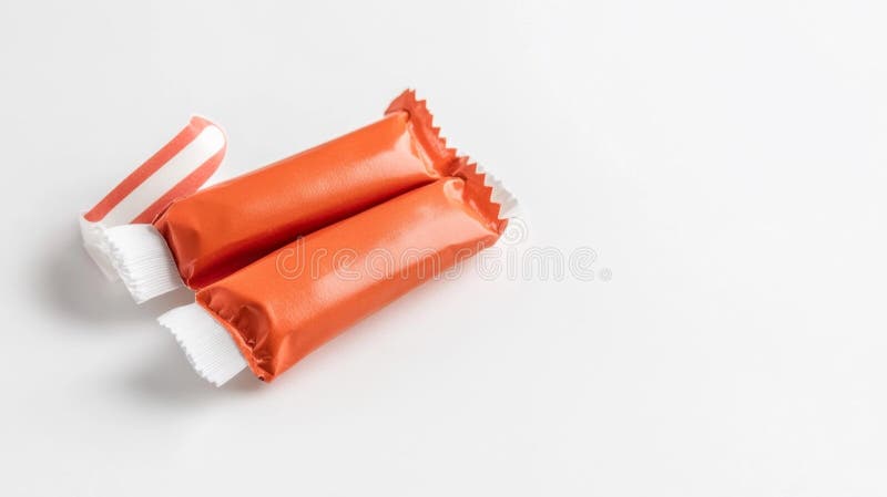 Two Red Wrapped Candy Bars Isolated on a White Background Stock ...