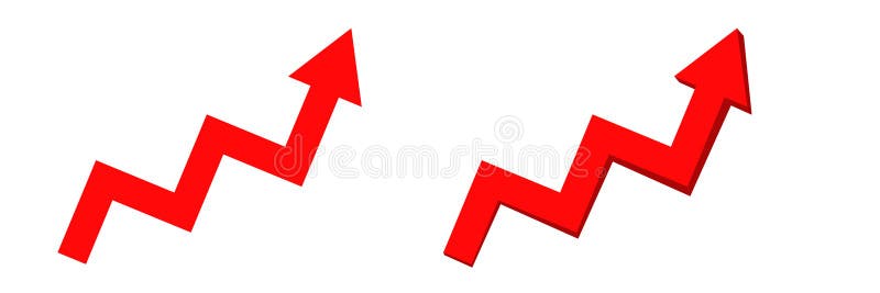 Two Red Zigzag Arrows Pointing Upward Stock Vector - Illustration of ...