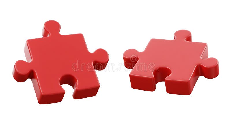 Two RedTwo Red Jigsaw Puzzle Pieces Against a White Background. Each ...