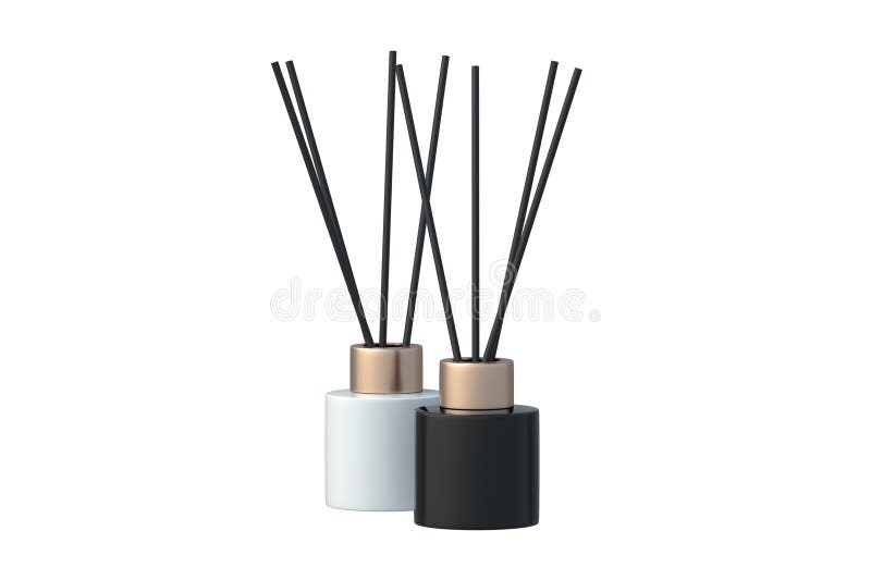 Two Reed Diffusers with Aroma Sticks Isolated on White Background Stock ...