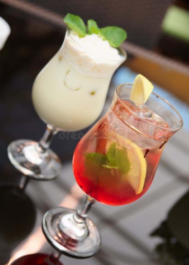 Two refreshing cocktails stock image. Image of bright - 15711491