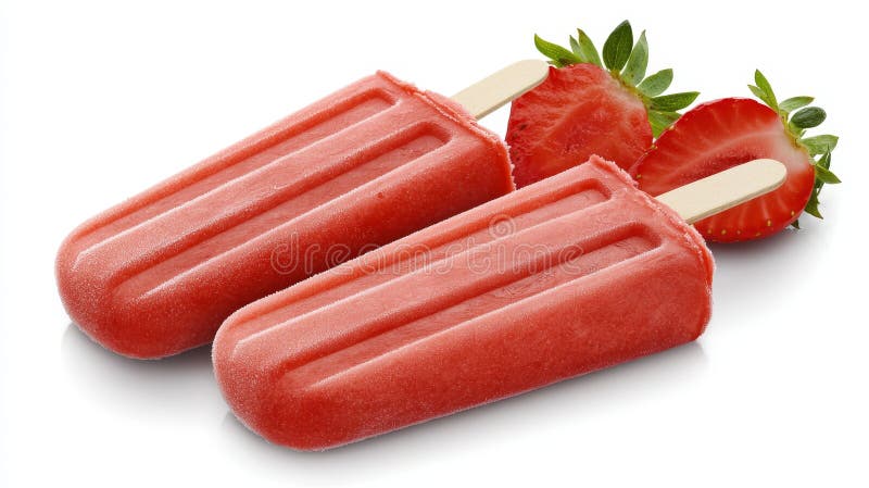 Two Refreshing Pops Topped with Fresh Strawberries Summer Delight Stock ...