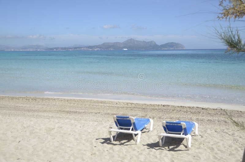 Two Relax Chairs at a Beach Front Stock Image - Image of beach, front ...