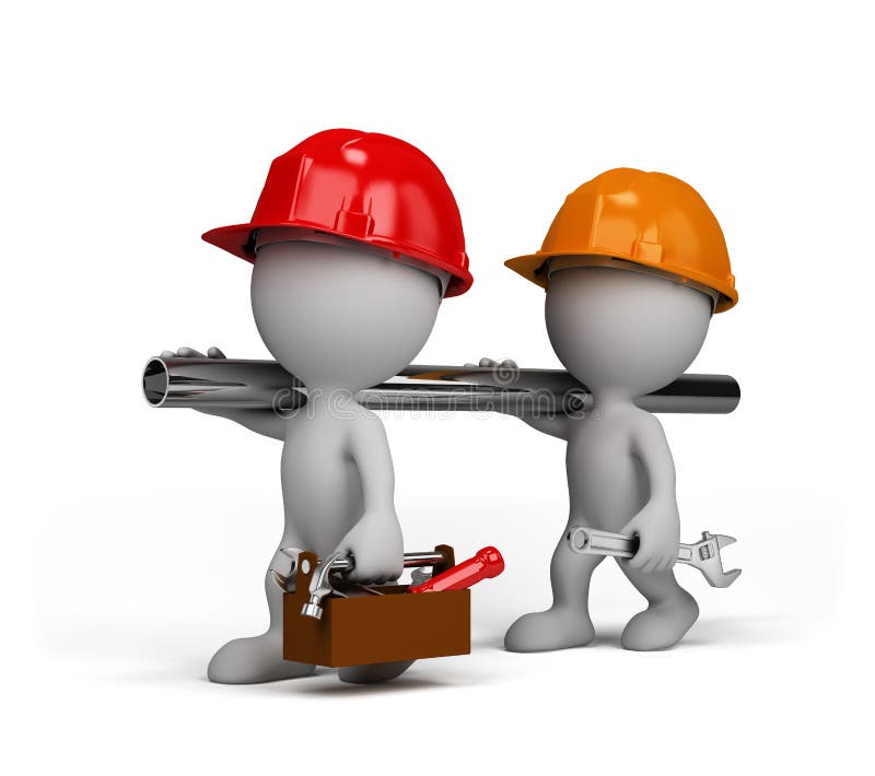 3D Workers - Team of work stock illustration. Illustration of plumber ...