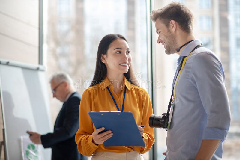 Two Reporters Talking in the Studio after Interview Stock Photo - Image ...