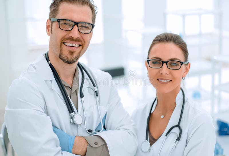 Two Researchers on the Background of the Laboratory Stock Image - Image ...