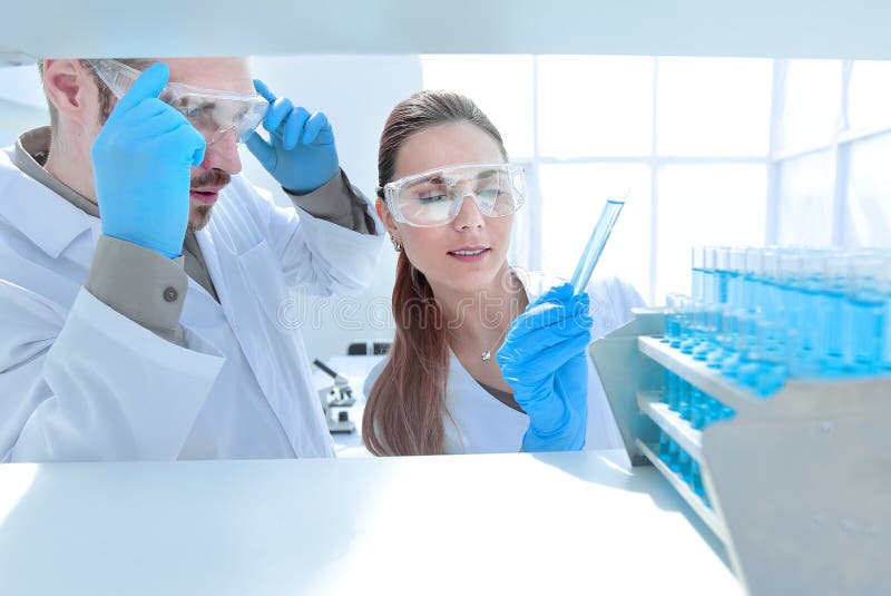 Two Researchers Conduct Laboratory Studies. Stock Photo - Image of coat ...