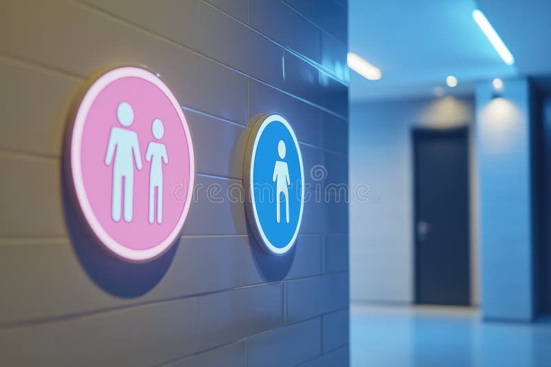 Two Restroom Signs Mounted To a Wall, Ideal for Office or Public Space ...