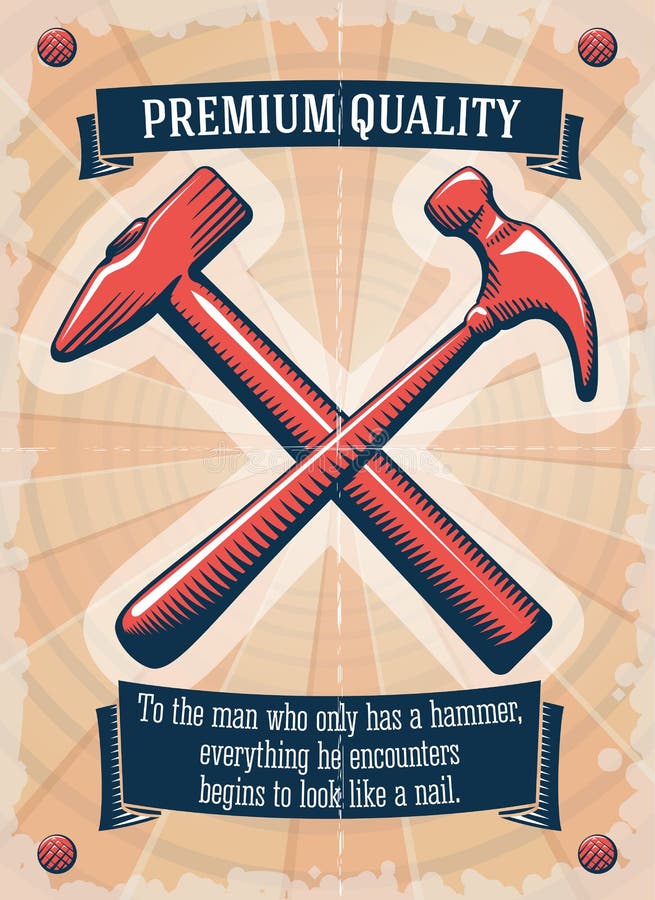 Two Retro Hammers Tool Shop Poster Stock Vector - Illustration of ...