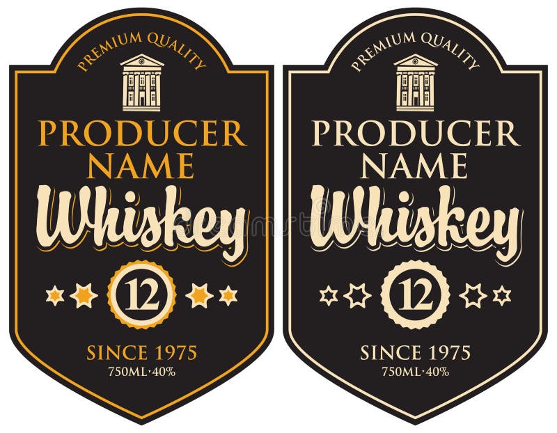 Two Retro Labels for Whiskey in the Oval Frame Stock Vector ...