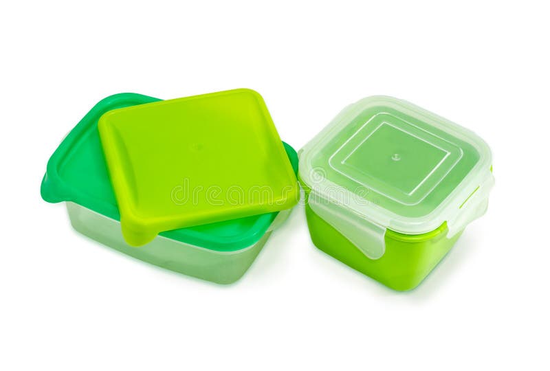 Two Reusable Plastic Food Storage Containers Home Use Stock Photos ...