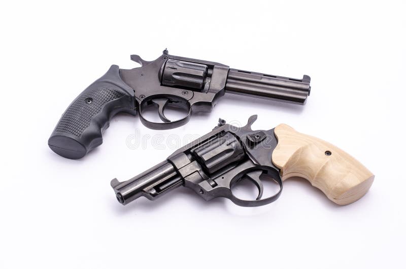 Two Revolvers with Gun Drums Isolated on White Stock Photo - Image of ...