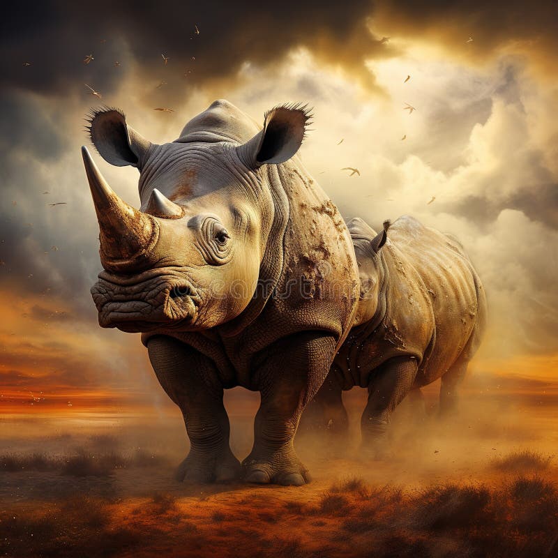 Two rhinos stock illustration. Illustration of power - 293695070