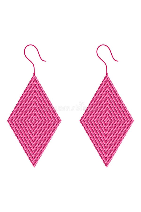 Two Rhombus-shaped Earrings Alternately Made of Light and Dark Pink ...