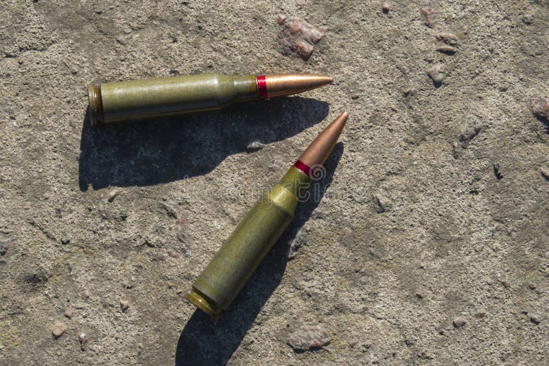 Two rifle cartridges stock image. Image of background - 272581577