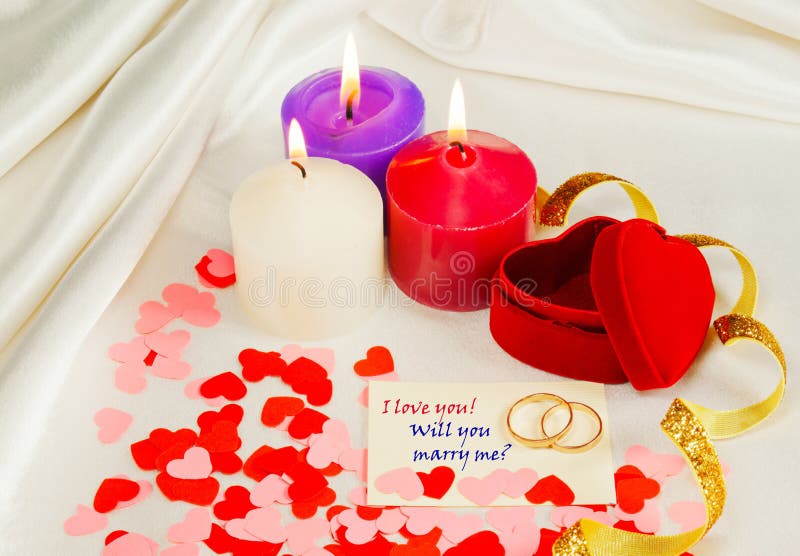 Two Rings and a Card with Marriage Proposal Stock Image - Image of ...