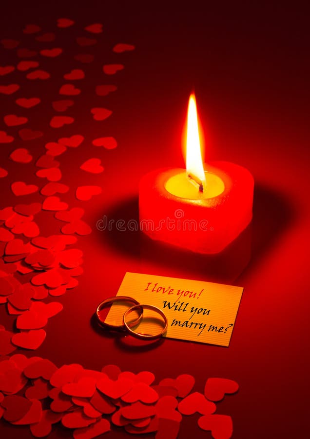 Two Rings and a Card with Marriage Proposal Stock Image - Image of ...