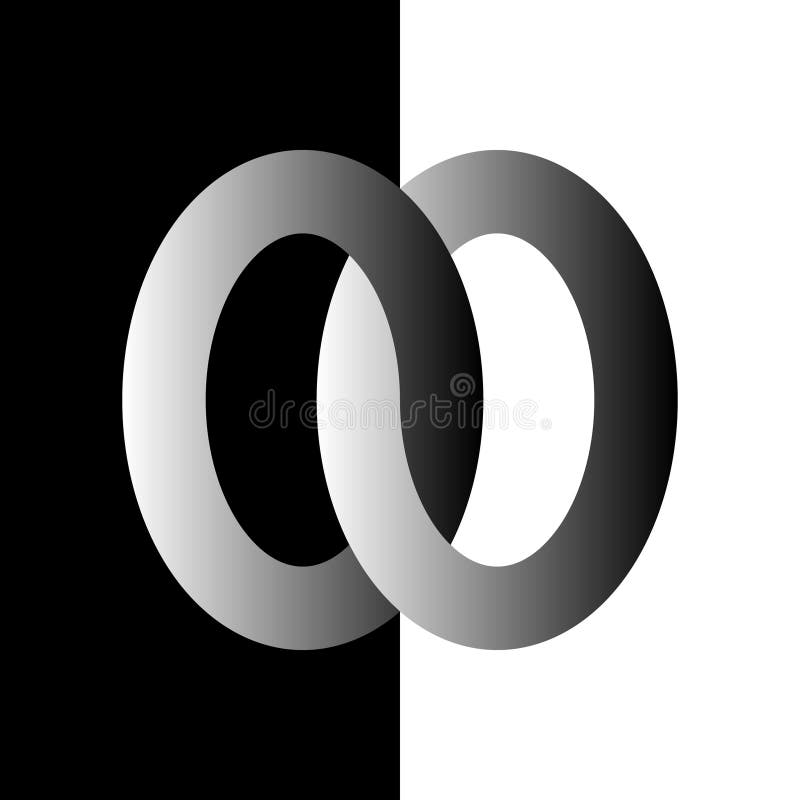Two Rings Intersect Over Black and White Background Stock Vector ...