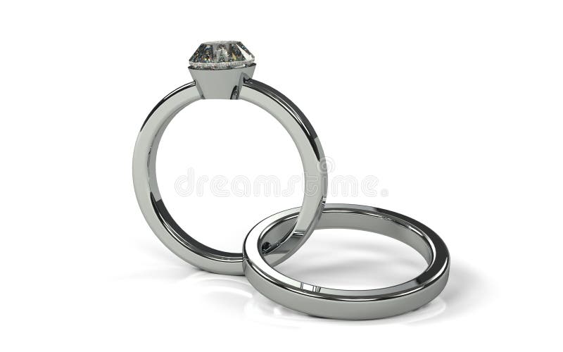 Two Rings. One of Them with Diamond Stock Illustration - Illustration ...