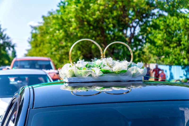 Two Rings on the Roof of the Car. Stock Image - Image of gold, bands ...