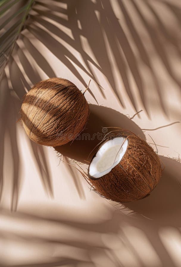 Two Coconuts on Table stock photo. Image of coconuts - 315489024