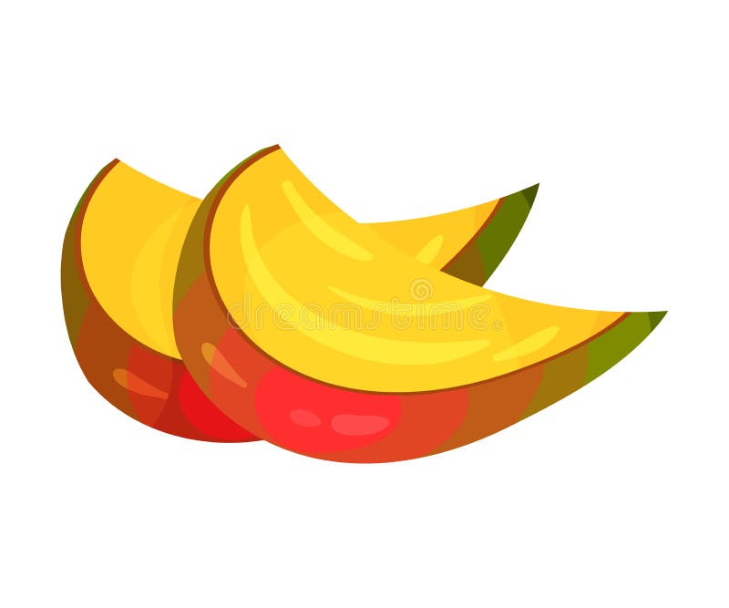 Two Slices of Mango. Vector Illustration on White Background. Stock ...