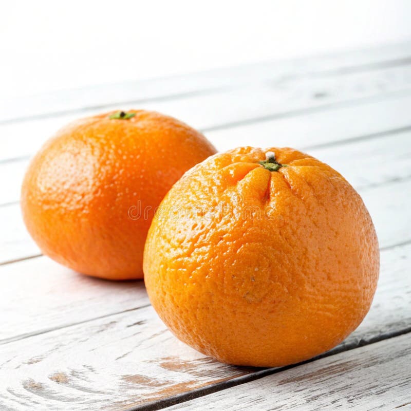 Two Ripe Oranges on a Table Isolated on White Background Stock ...