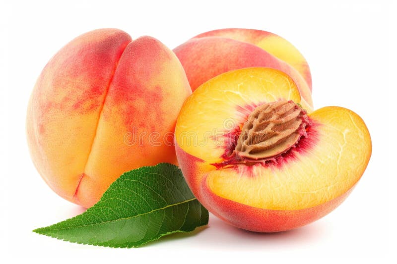 Two Ripe Peaches Sit Side by Side on a Surface Stock Photo - Image of ...