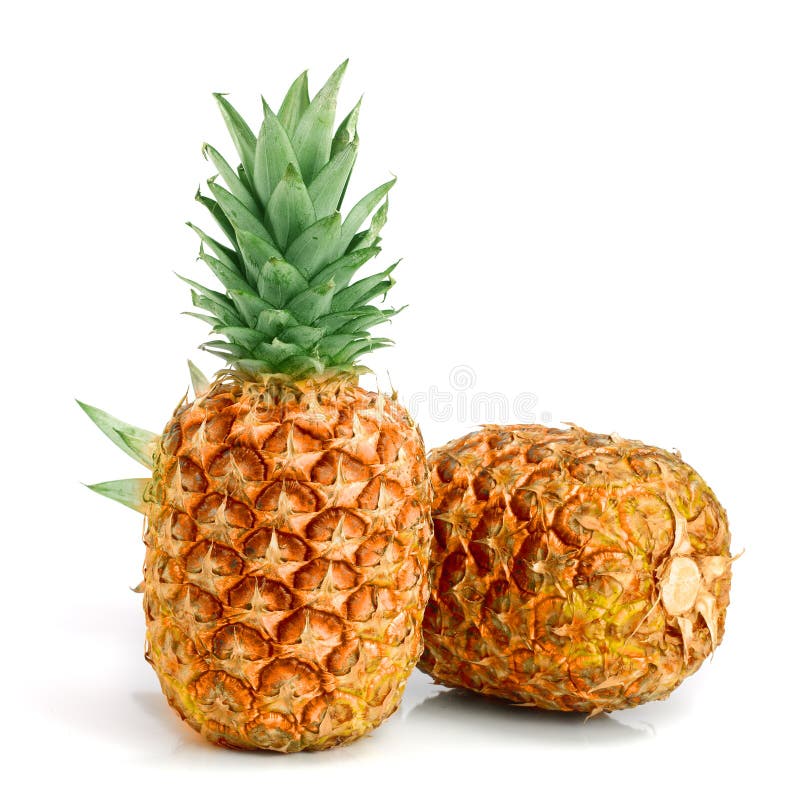 Two Ripe Pineapple on White Background Stock Image - Image of food ...