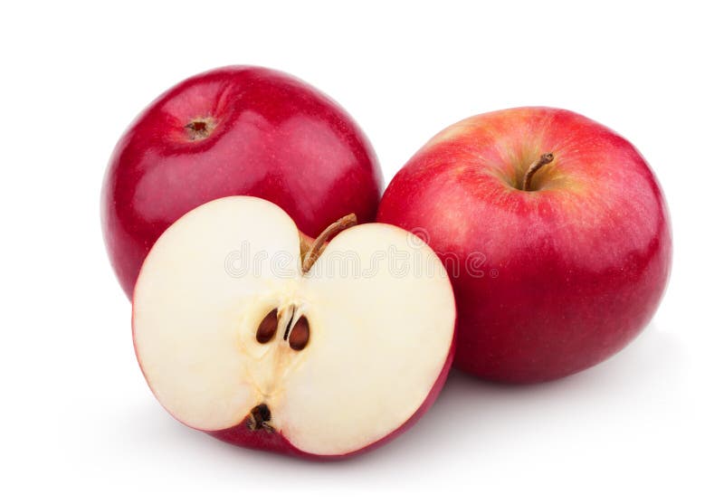 Red Apple with Leaf and Slice. Stock Image - Image of isolated, bright ...