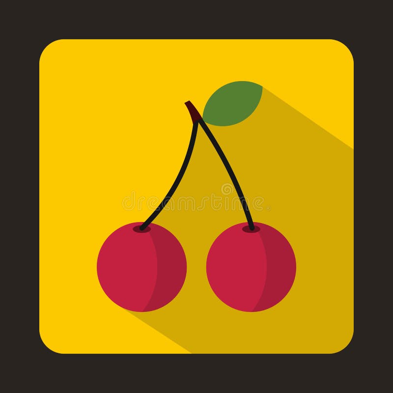 Two Ripe Red Cherry Berries Icon, Flat Style Stock Vector ...