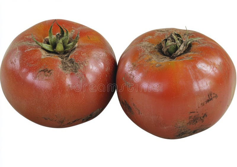 Two Ripe Red Tomatoes with Speckled Texture on White Background Stock ...