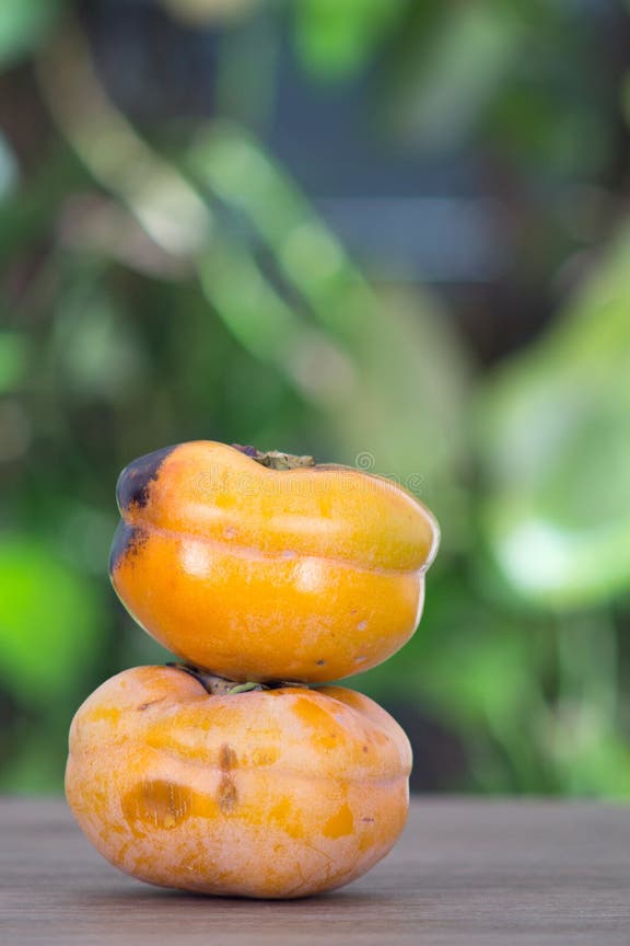 Two Ripe Soft Persimmons on the Table Stock Image - Image of vertical ...