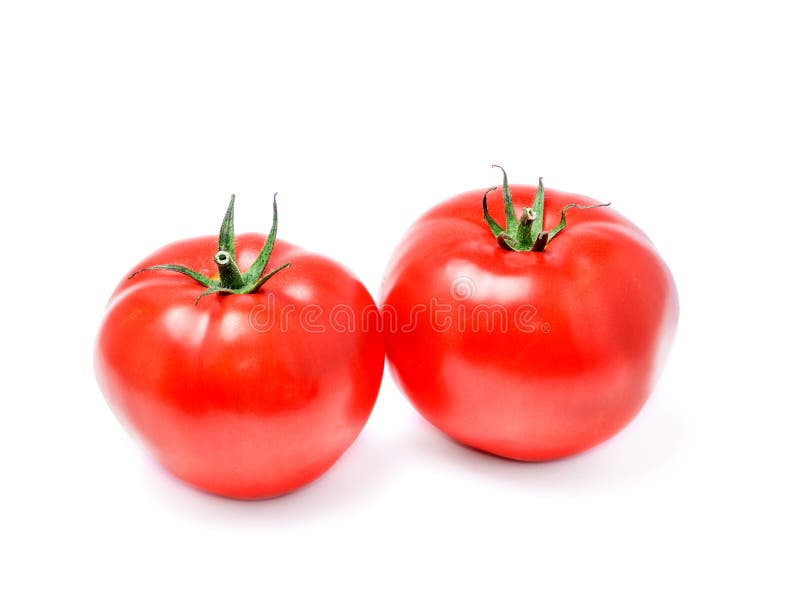 Two Ripe Tomatoes Closeup on a White Stock Photo - Image of cooking ...