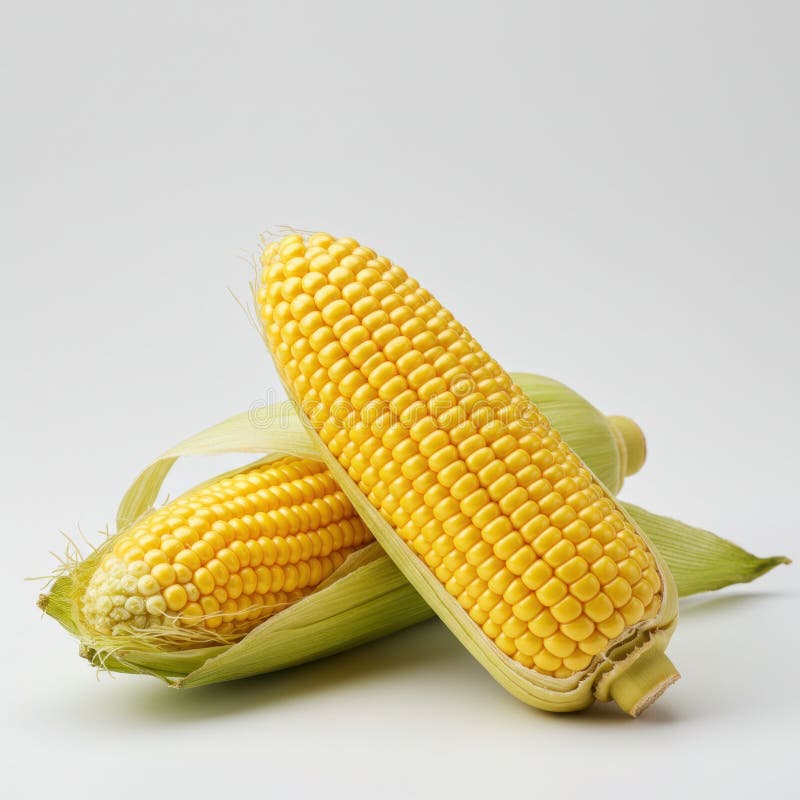 Two Ripe Yellow Ears of Corn on White Background Stock Illustration ...