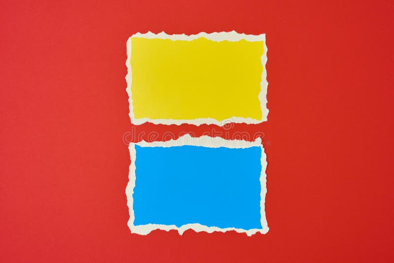 Two Ripped Paper Torn Edge Sheets on a Red Background. Template with ...