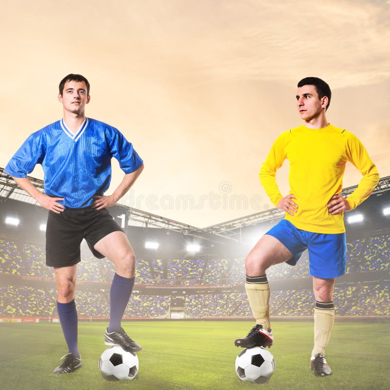 Two Rival Soccer or Football Players Stock Image - Image of handsome ...