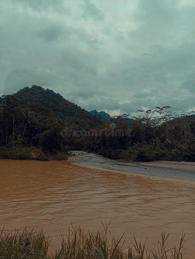 Two River in Front of Mountain Stock Image - Image of front, river ...