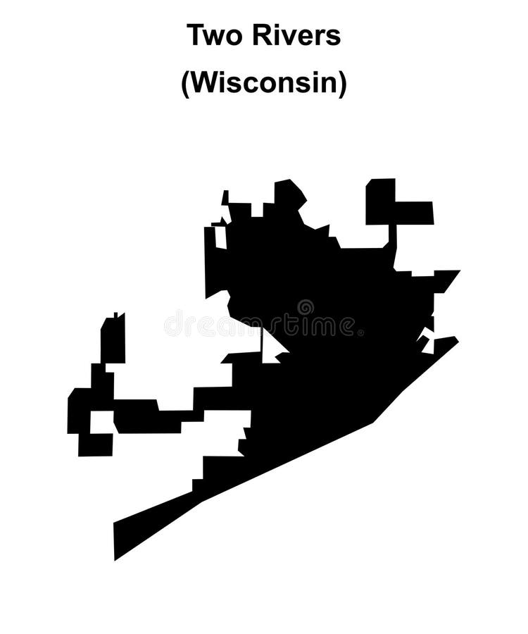 Two Rivers outline map stock vector. Illustration of boundary - 357625629