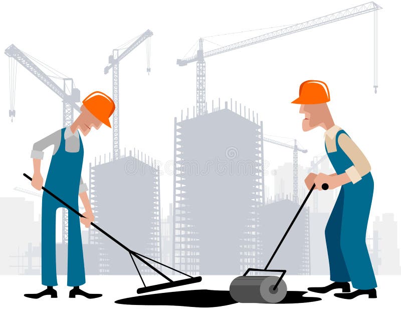 Two road workers stock vector. Illustration of rink, asphalt - 74541153