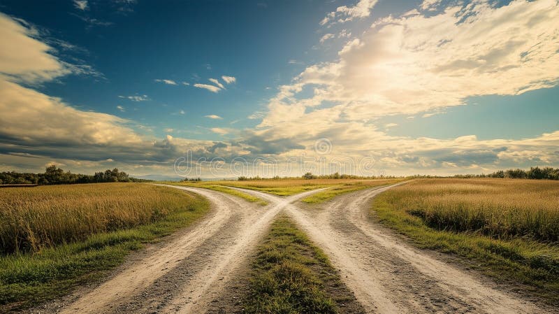 Two Roads that are Going in Opposite Directions Stock Illustration ...