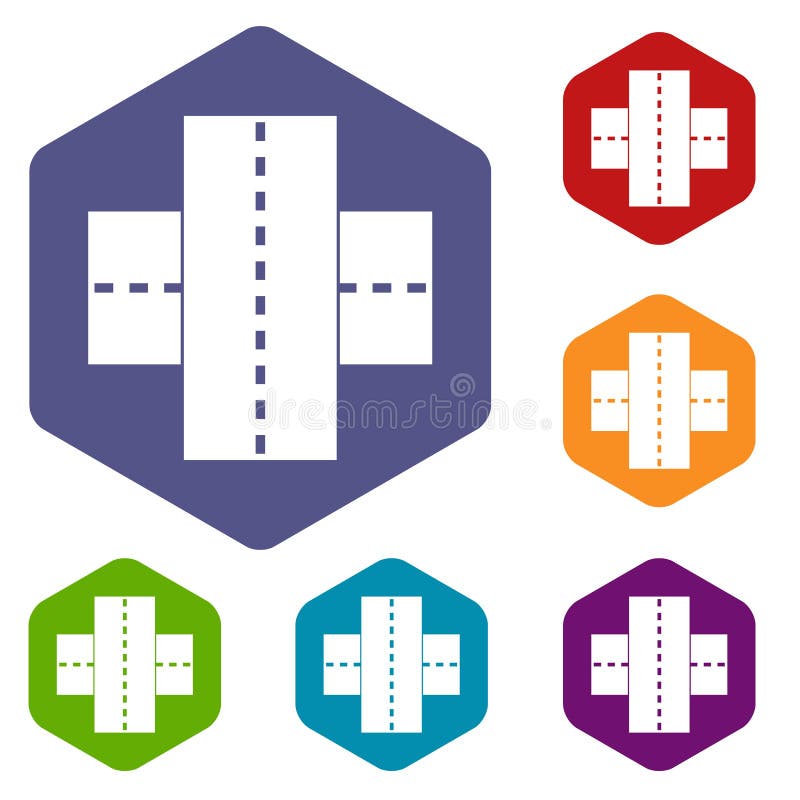 Two Roads Icons Set Hexagon Stock Vector - Illustration of street, icon ...